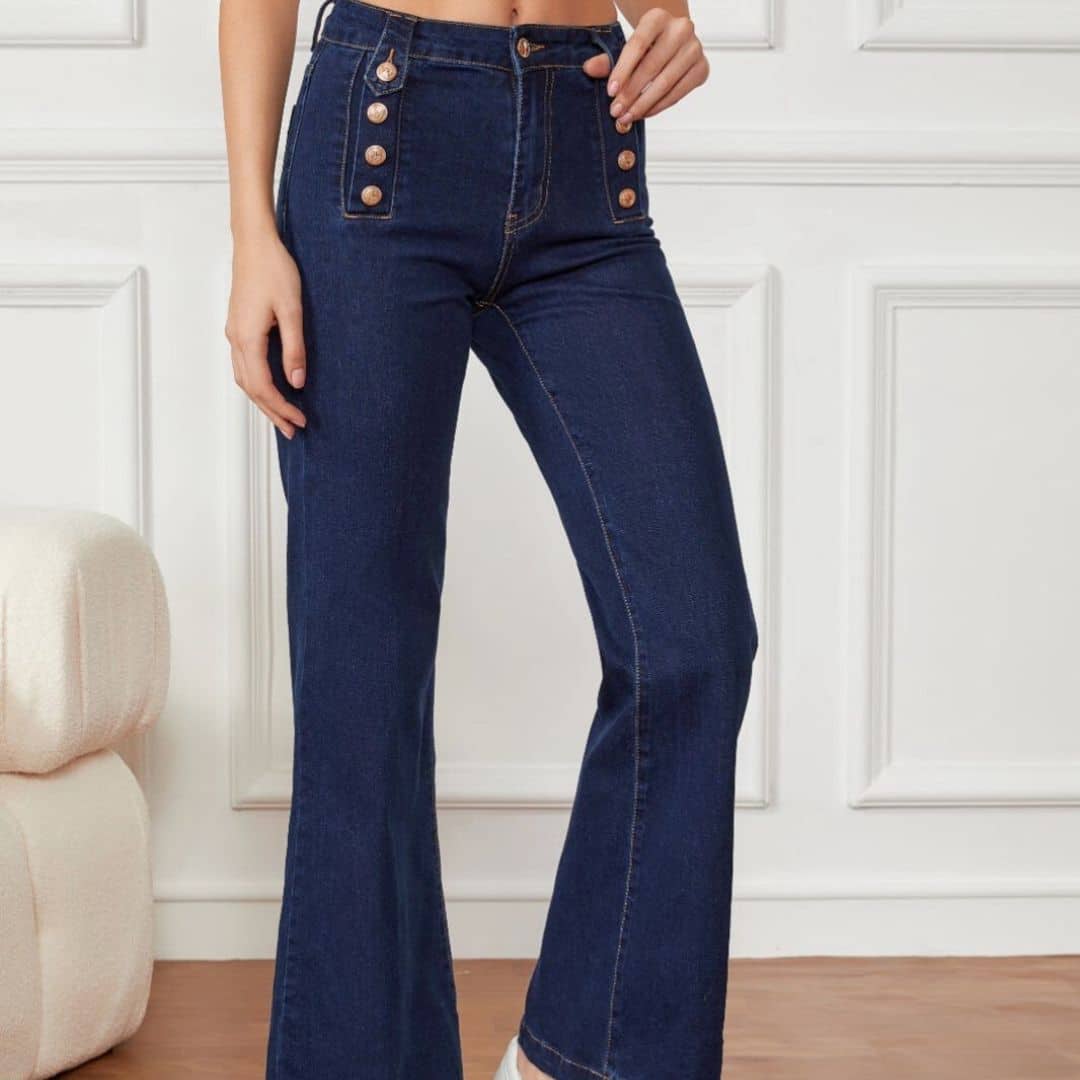 Vintage Button Flare Jeans – Geotoky