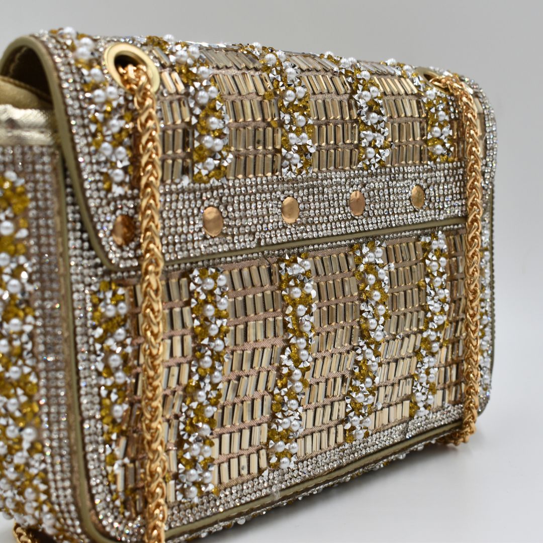 Gold Opulent Crystal Embellished Crossbody – Geotoky