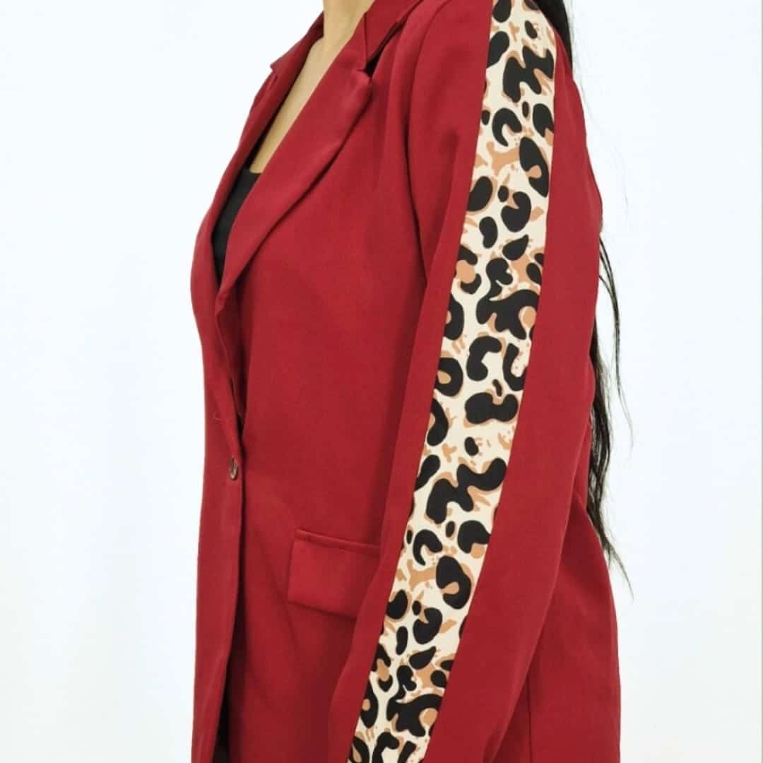 Leopard Trim Oversized Blazer - Geotoky