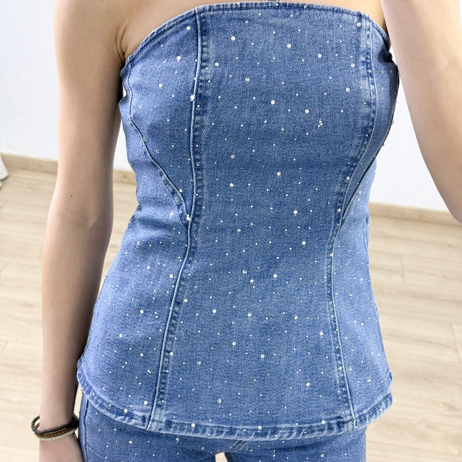 Crystal Dot Denim Corset Top – Geotoky