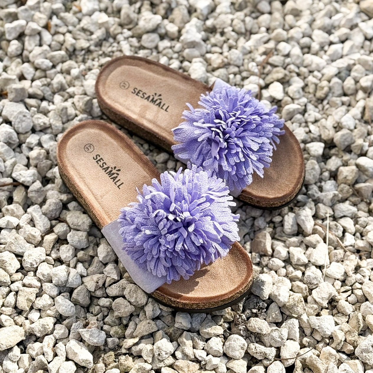 Fluffy Pom-Pom Slide Sandals – Geotoky